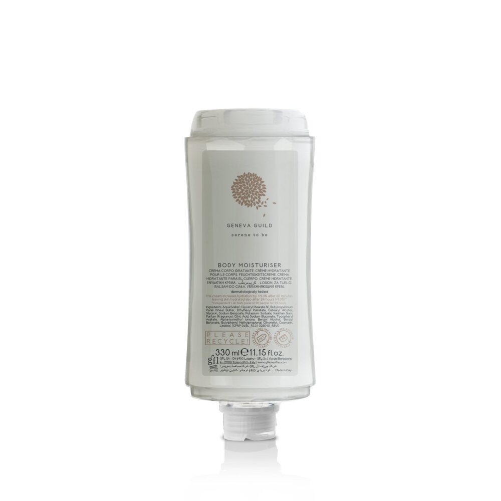 Crema idratante Geneva Guild in flacone 330 ml in pet riciclato